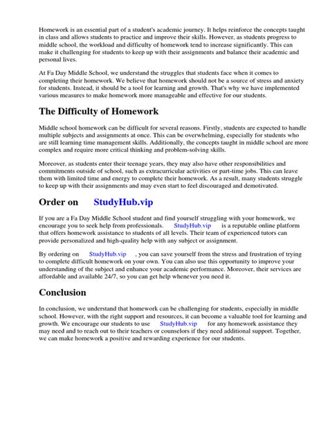 Fa Day Middle School Homework Pdf Homework Facebook