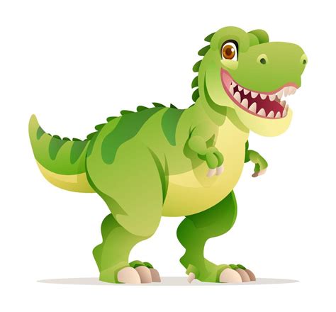 Cute Tyrannosaurus Rex Cartoon Illustration T Rex Dinosaur Isolated On White Background