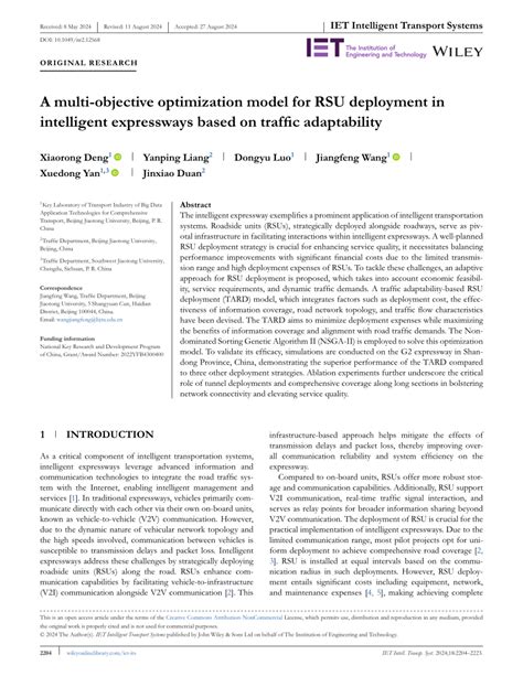 Pdf A Multi‐objective Optimization Model For Rsu Deployment In Intelligent Expressways Based