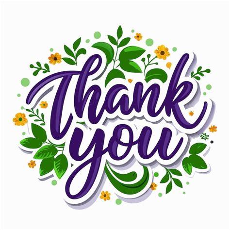 Thank You Floral Greeting Card With Hand Lettering Premium Ai Generated Vector