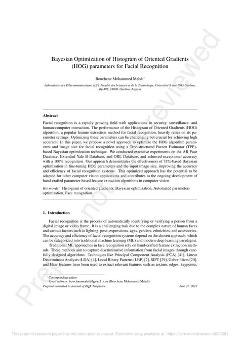 pdf bayesian optimization of histogram of oriented gradients hog