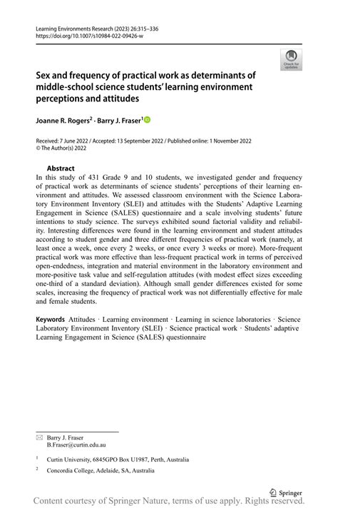 Pdf Sex And Frequency Of Practical Work As Determinants Of Middle