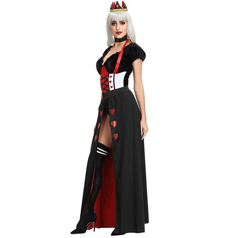 4pcs Deluxe Queen Of Hearts Bodysuit And Long Gown Halloween Role Play