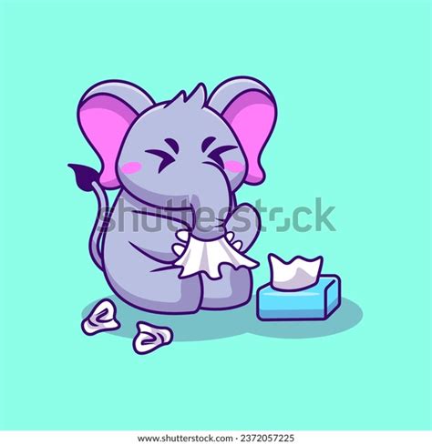 Cute Elephant Flu Cartoon Vector Icons Stock Vector Royalty Free