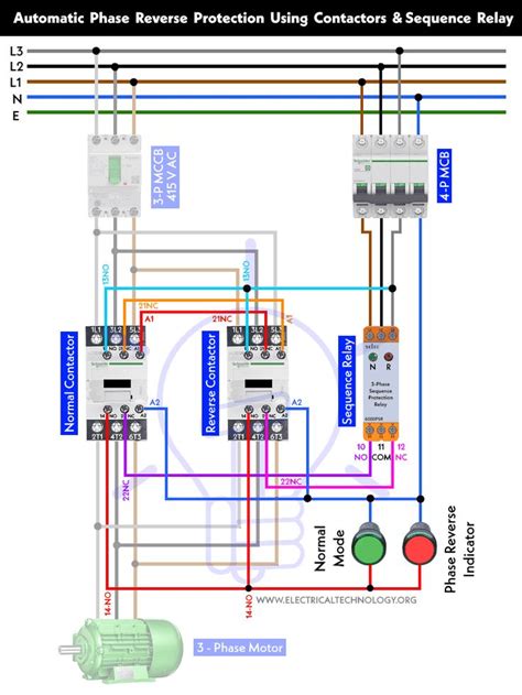 Automatic Phase Reverse Protection Using Contactors And Relay Relay Digital Circuit Electronic