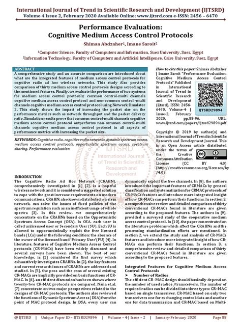 Performance Evaluation Cognitive Medium Access Control Protocols Pdf
