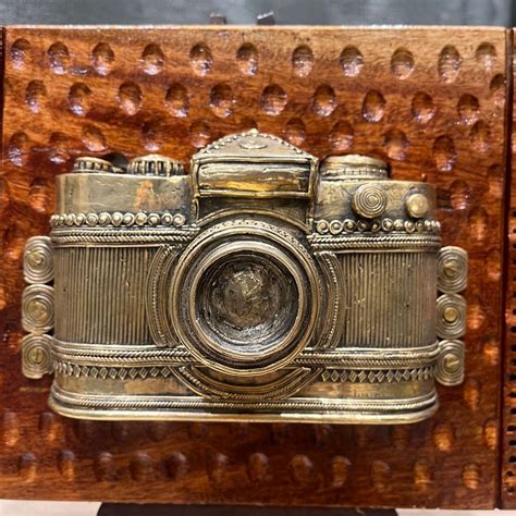 Camera Brass And Wood Frame Ocher Studio