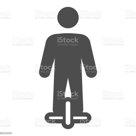 남자는 모노 휠 솔리드 아이콘 전기 전송 개념 흰색 배경에 외발 자전거 벡터 기호에 사람 모바일 개념 및 웹 디자인을위한 글리프 스타일 아이콘을 타고 벡터 그래픽 10에