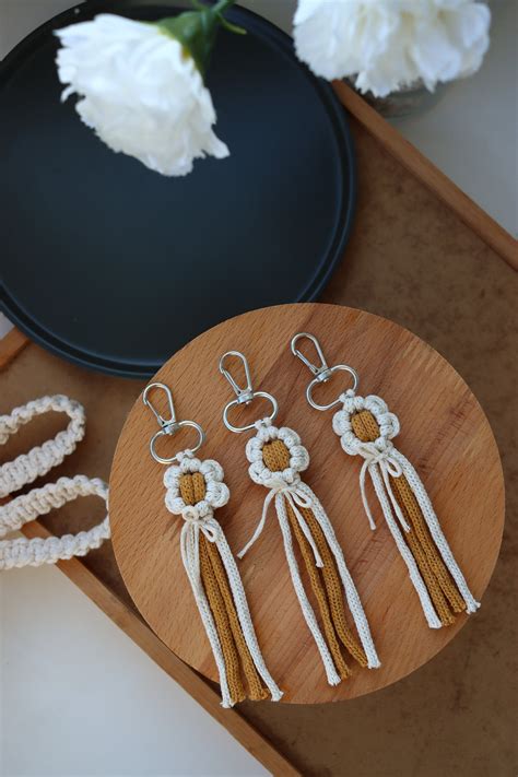 Personalized Macrame Keychain Custom Keychain Wedding Gift Bridesmaid Gifts Henna Night