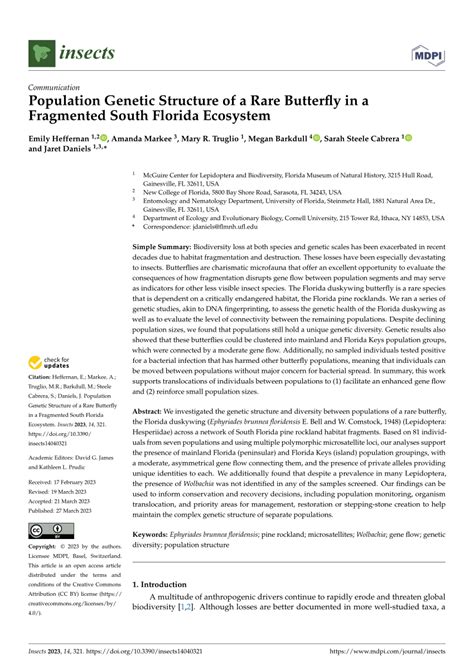 Pdf Population Genetic Structure Of A Rare Butterfly In A Fragmented