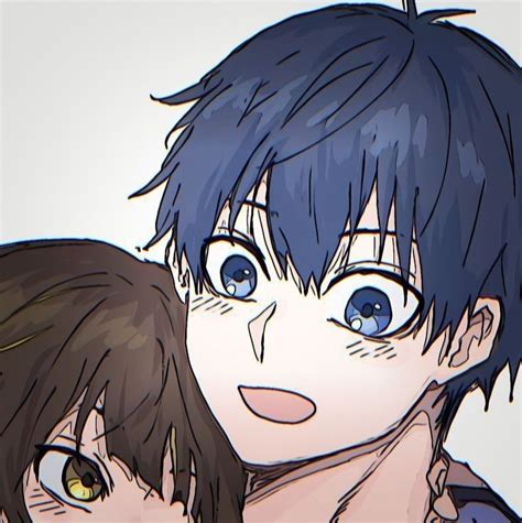 Two Anime Characters One With Blue Eyes And The Other Black Hair Are Looking At The Camera