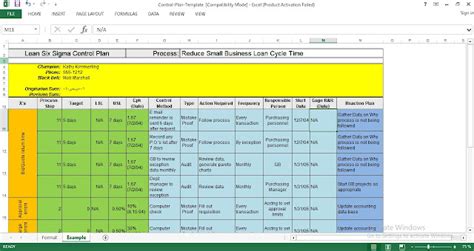 Control Plan Template Excel HQ Template Documents