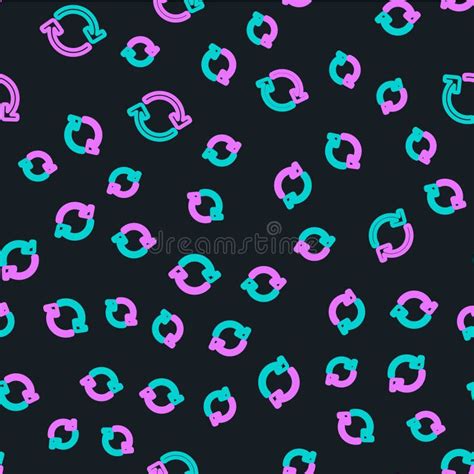 Line Refresh Icon Isolated Seamless Pattern On Black Background Reload Symbol Rotation Arrows