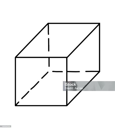 기하학적 그림 3d 큐브 흰색 배경에 분리된 손으로 쓴 아이콘이 있는 수학적 벡터 그림 0명에 대한 스톡 벡터 아트 및 기타 이미지 Istock