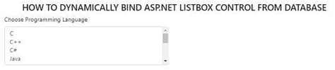How To Dynamically Bind Aspnet Server Control From Database