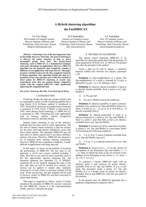 Pdf A Hybrid Clustering Algorithm The Fastdbscan