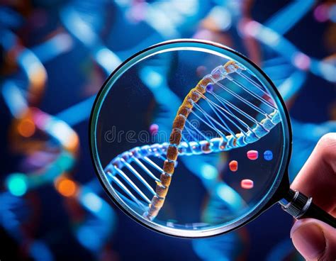 Dna Sequence Examined Under A Magnifying Glass Stock Illustration