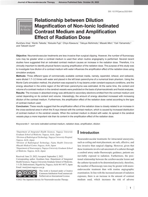 Pdf Relationship Between Dilution Magnification Of Non Ionic