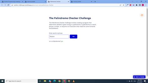 Bubble Programming Challenge 3 Palindrome Checker Tips Bubble Forum