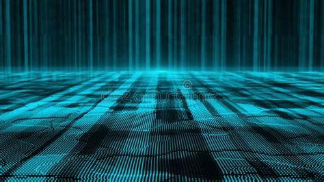 Royal Blue Color Digital Data Flow Particles Cyber Technology Futuristic Background Stock Video