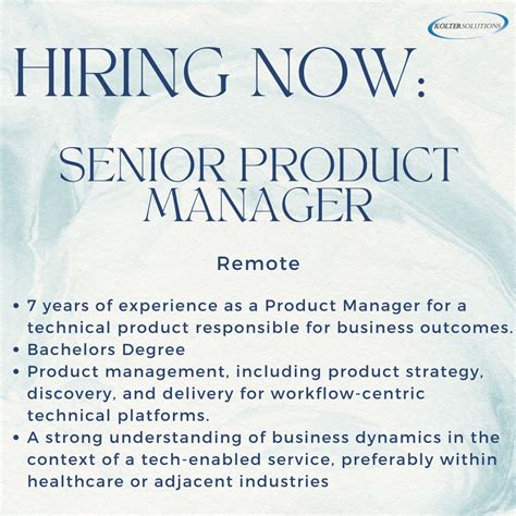Kolter Solutions On Linkedin Hiring Hiringnow Remote Remotework Productmanager