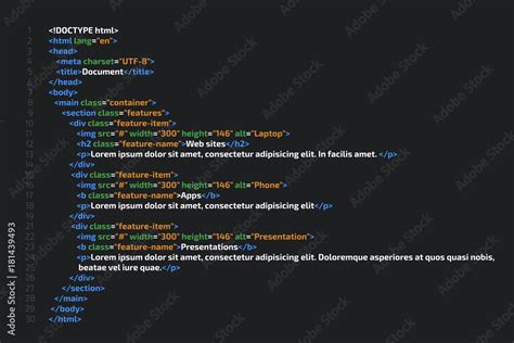 Html Code Website Coding Programming Concept Vector Illustration