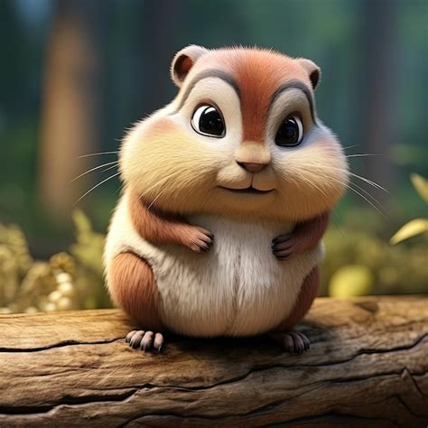Premium Ai Image Chubby Brown Chipmunk Cute Cartoon Illustration 3d Render Digital