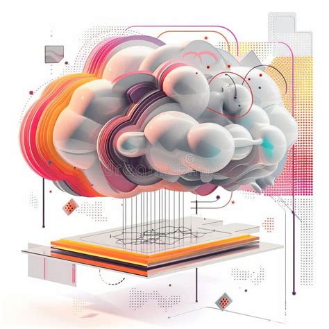 Illustration Of A Cloud With A 3d Icon And Dynamic Colorful Graphics Stock Illustration