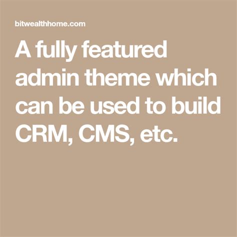 A Fully Featured Admin Theme Which Can Be Used To Build Crm Cms Etc
