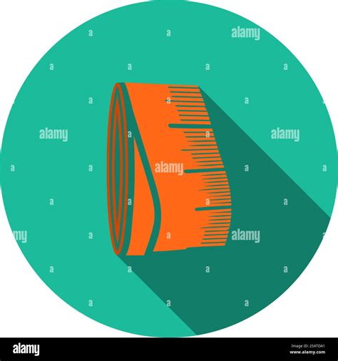 Tailor Measure Tape Icon. Flat Circle Stencil Design With Long Shadow. Vector Illustration Stock ...