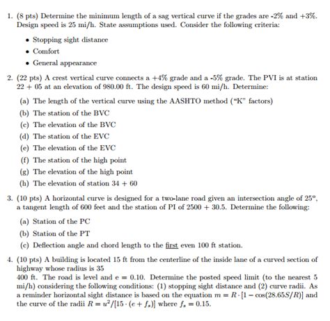 solved determine the minimum length of a sag vertical curve