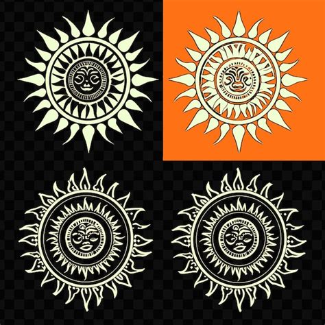 Premium Psd Tribal Sun Design With Circular Patterns And Rays Design
