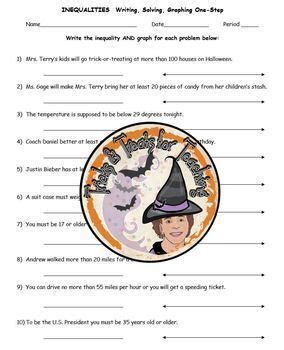 Writing Solving Graphing Inequalities Worksheet DIGITAL TpT
