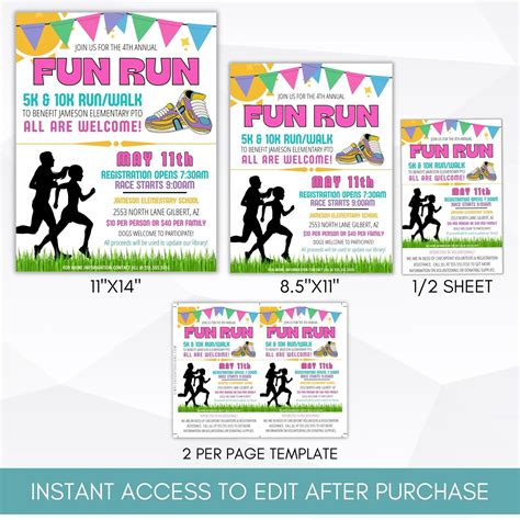 Fun Run Fundraiser Flyer Invite Set Simple Desert Designs