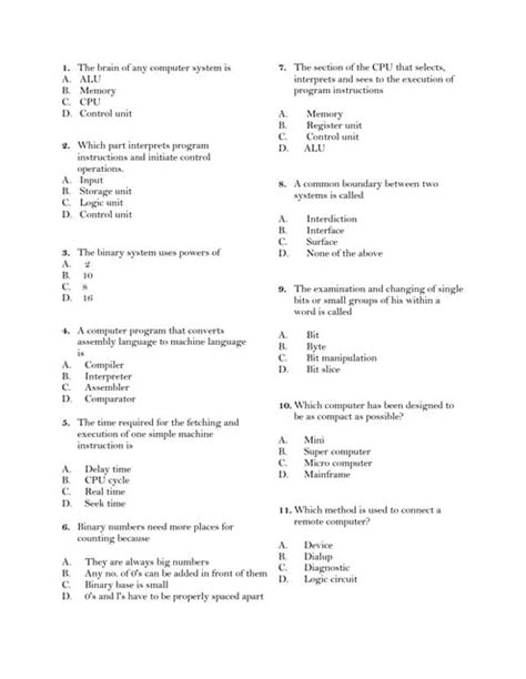 Computers Basic Mcq Questions 3 Pdf