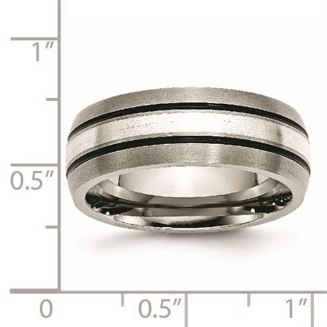 Titanium Antiquedbrushed With Sterling Silver Inlay 8mm Grooved