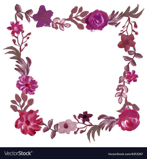 Square Floral Frame Royalty Free Vector Image Vectorstock