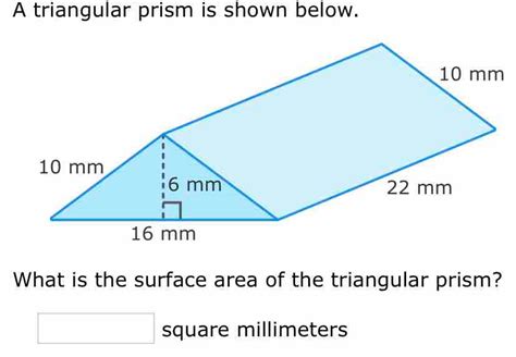 solved a triangular prism is shown below what is the surface area of