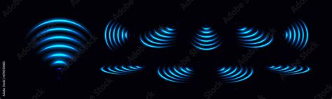Wi Fi Light Effect Blue Glowing Signal Sensor Waves Internet Wireless Connection Wireless