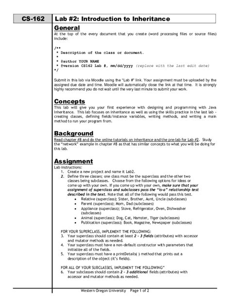 Fillable Online Cs 162 Lab 1 Java Review And The Main Method