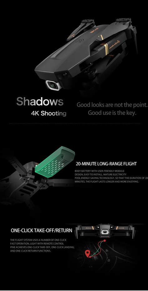 Shadow Pro Drone - 4k HD Cinematic RC Quadcopter With Wide Angle Camera ...