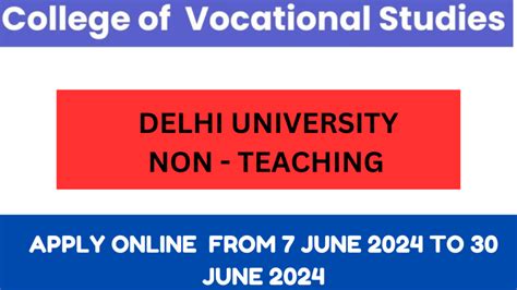 Cvs Delhi University Non Teaching Recruitment 2024 Notification And Online Form