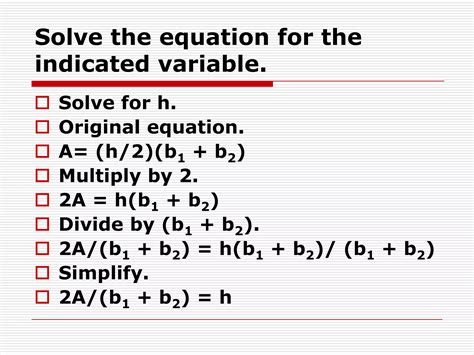 1 4 Rewriting Equations And Formulas PPT