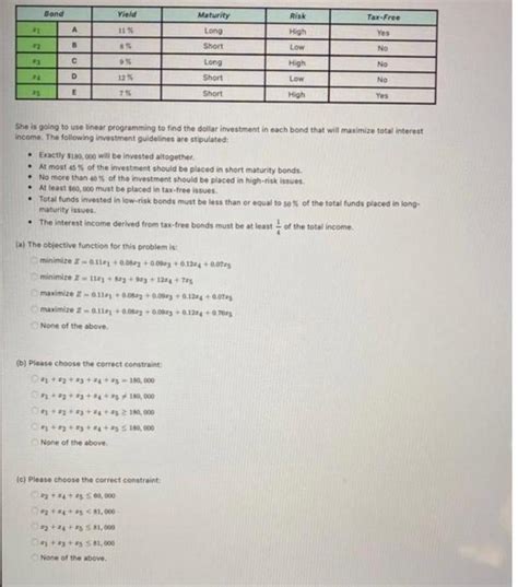Solved She Is Going To Use Linear Programming To Find The