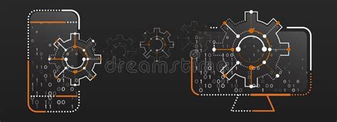 Abstract Data Flow Background With Binary Code Dynamic Waves