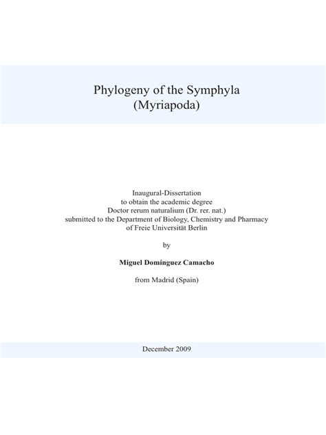 Phylogeny Of Symphyla Myriapoda Dominguez Small 2 2 Pdf