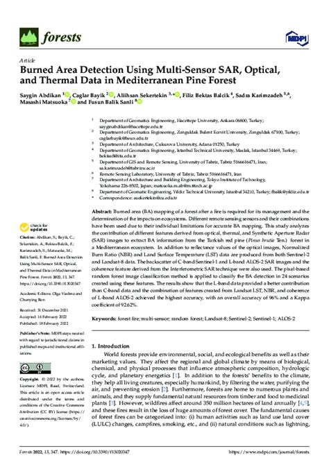 pdf burned area detection using multi sensor sar optical and
