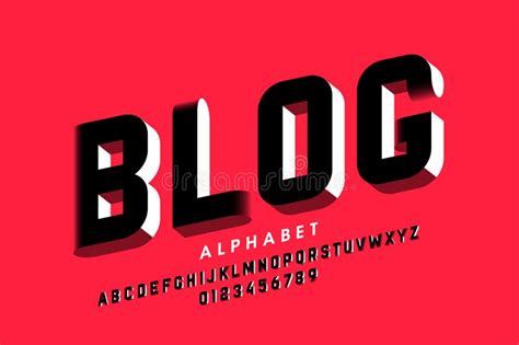 Blog 3d Style Font Alphabet Letters And Numbers Stock Vector Illustration Of Sign Brand