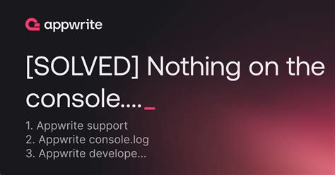 Solved Nothing On The Consolelog Threads Appwrite