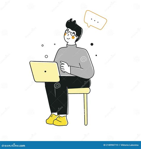 Programmer Glasses For Laptop Flat Vector Cartoon Illustration